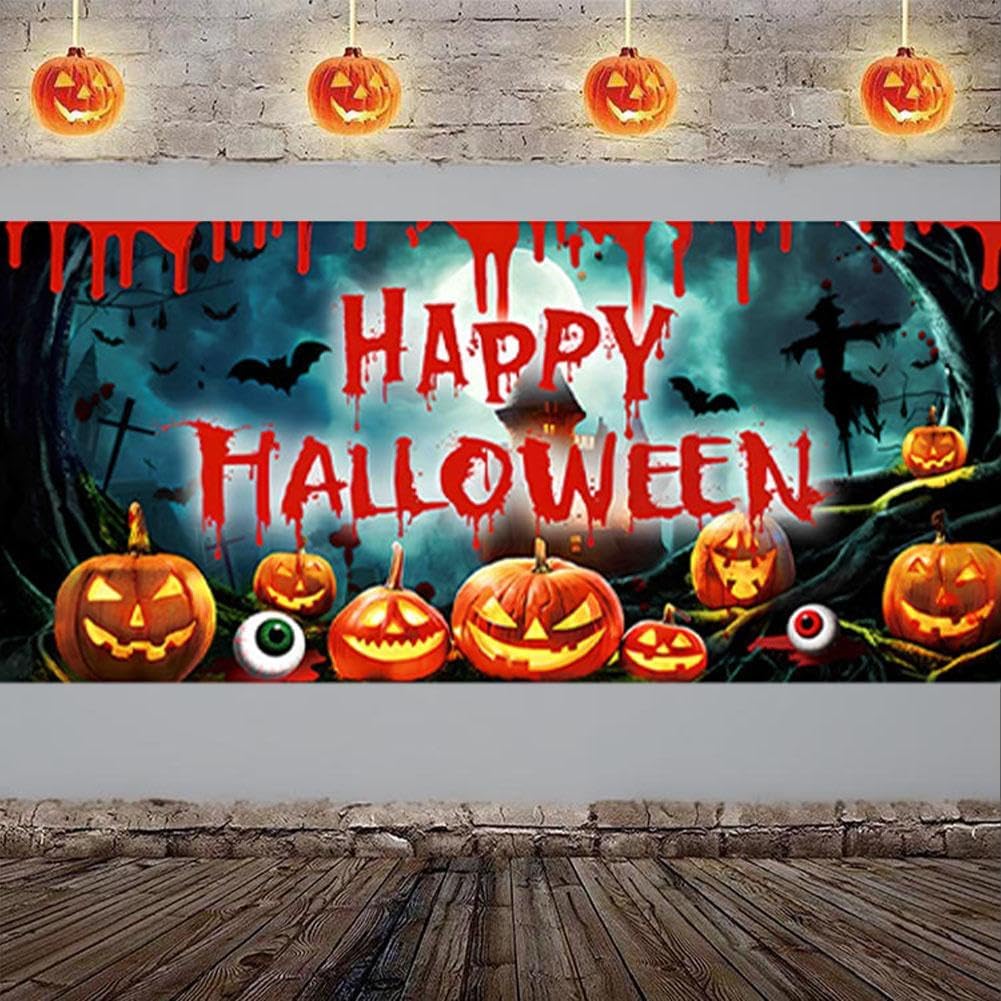 Amazon.com: Halloween Garage Door Banner, Large Hanging Backdrop Door ...