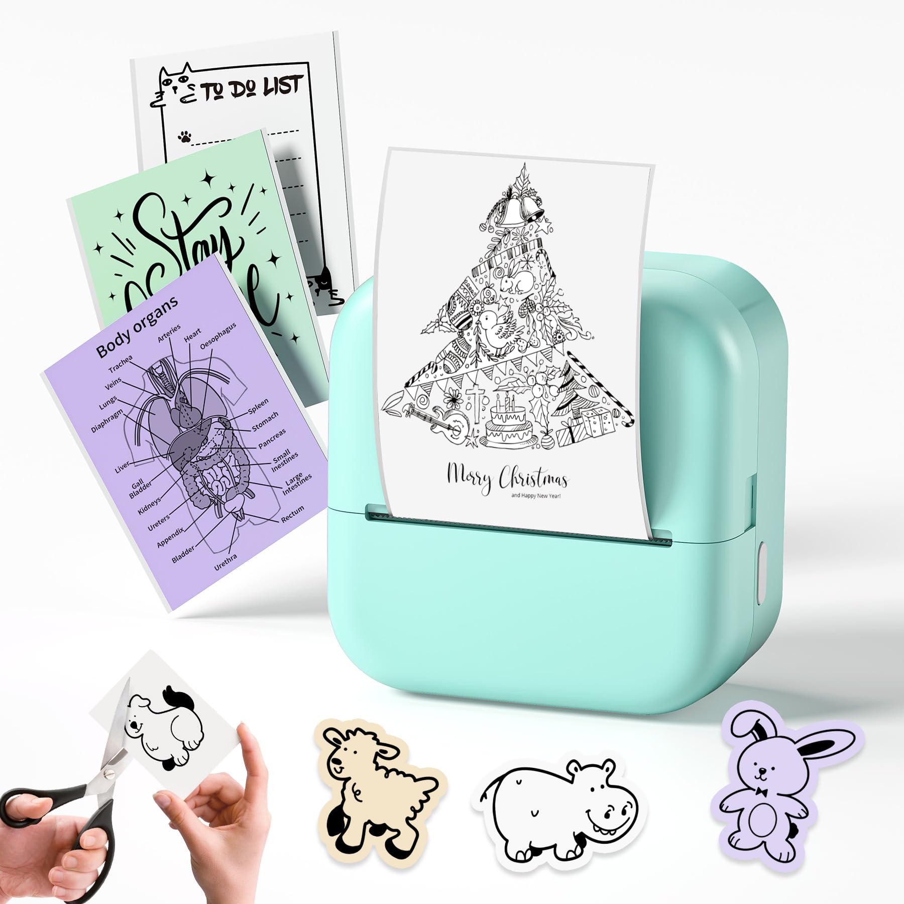 Amazon.com: 𝑺𝒕𝒊𝒄𝒌𝒆𝒓 𝑷𝒓𝒊𝒏𝒕𝒆𝒓, Bluetooth Sticker Printer Compatible with ...