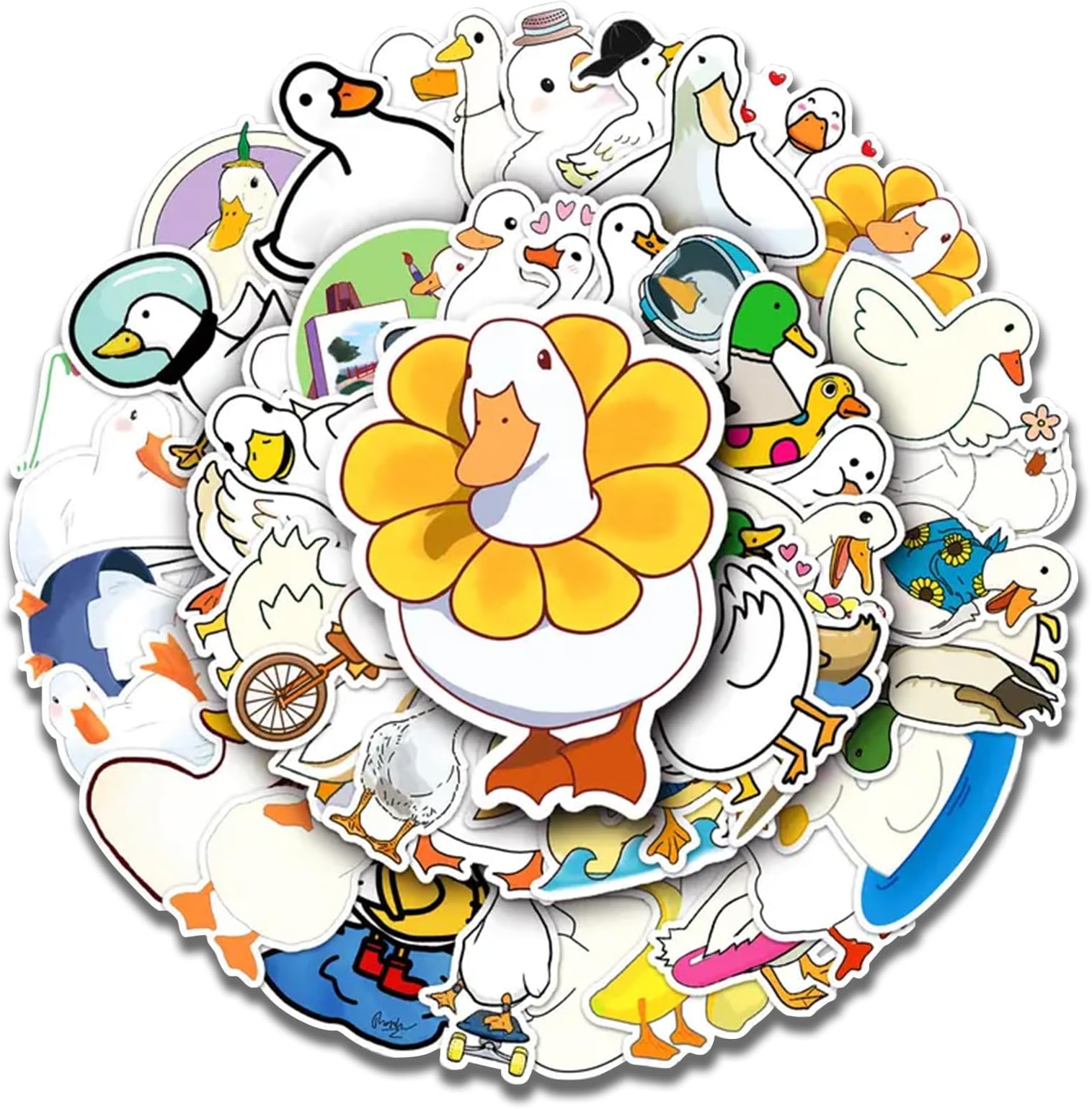 Amazon.com: Cartoon Sketch Duck Animal Stickers 50pcs Scrapbook Cute ...