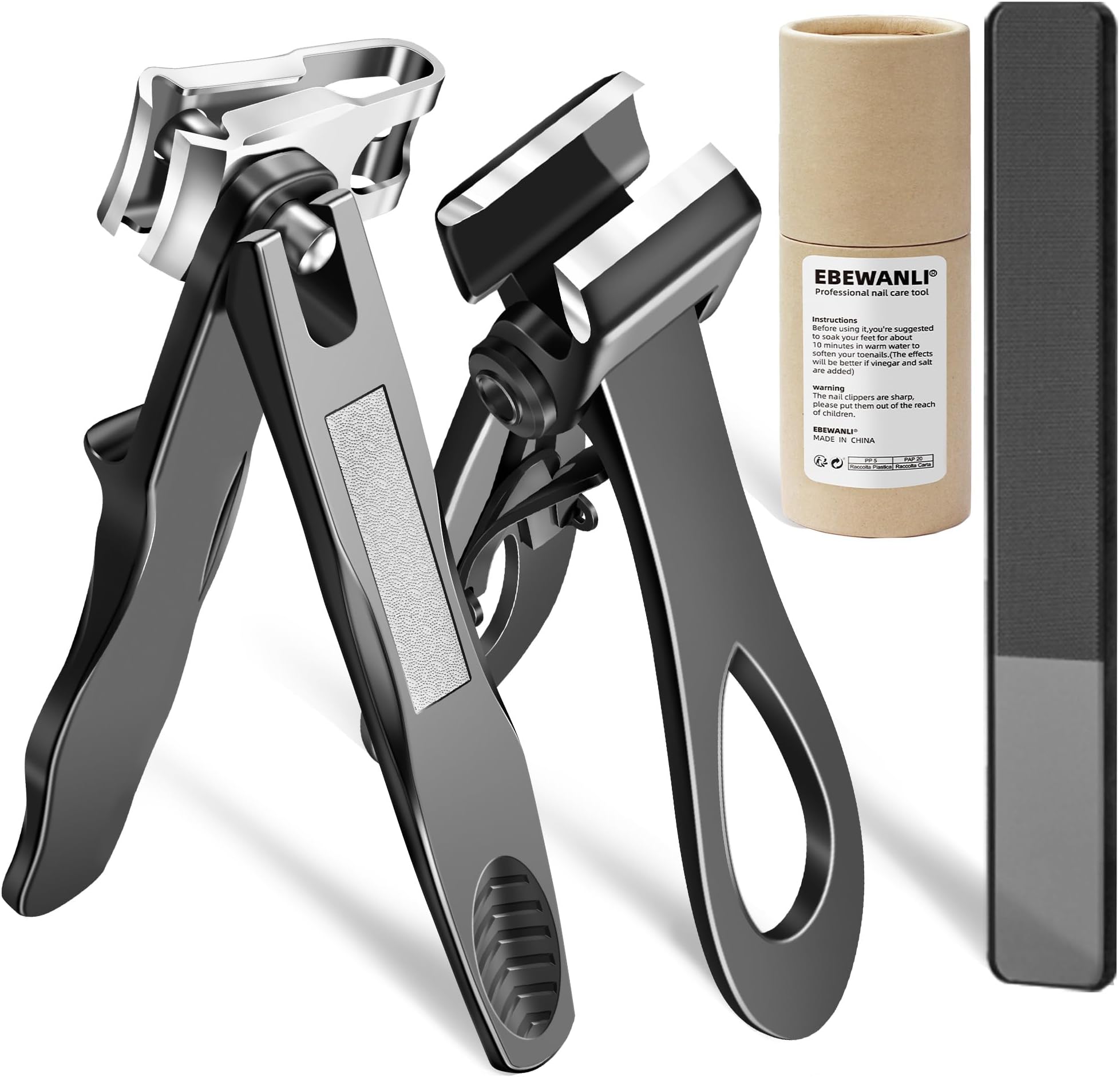 Amazon.com : EBEWANLI Heavy Duty Nail Clipper Set, Wide Jaw Straight ...