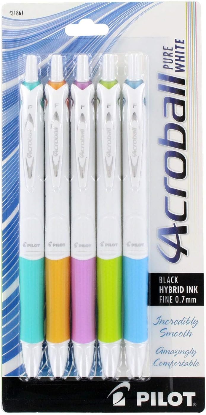 Amazon.com : PILOT Acroball PureWhite Pen, 0.7 mm, Black Ink, Turquoise ...