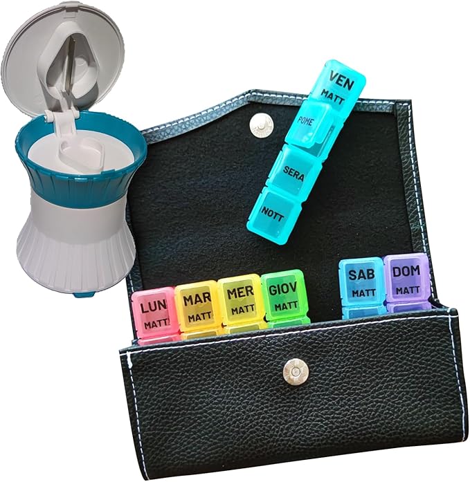Porta Pastiglie Settimanale e Giornaliero ITALIANO con Taglia Pillole 3 ...