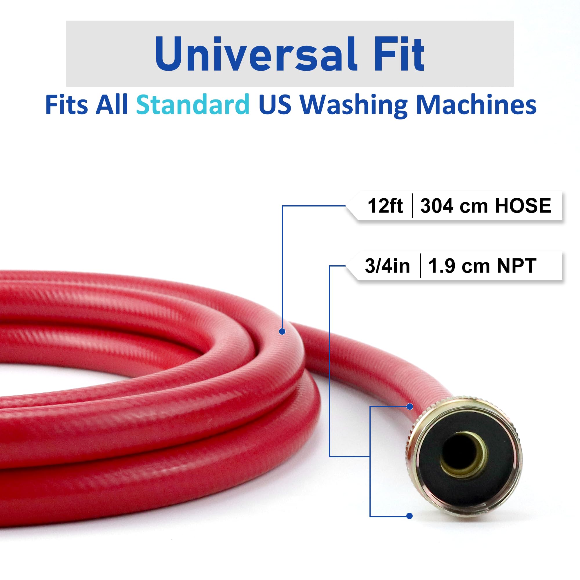 Snapklik.com : 2 PACK Rubber Washing Machine Hoses Burst Proof Red And ...