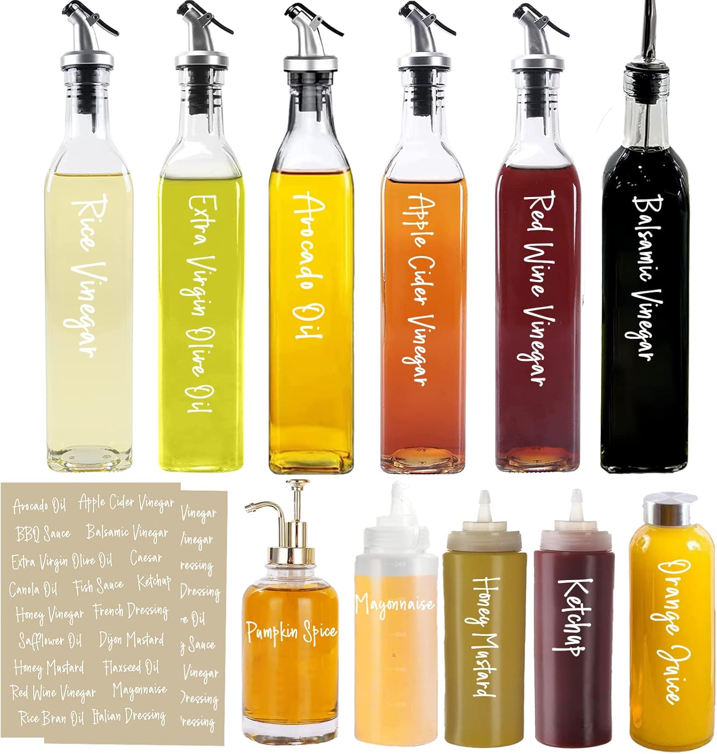 Amazon.com: v2croft 138 Script Oil and Vingars Lables, Condiments ...