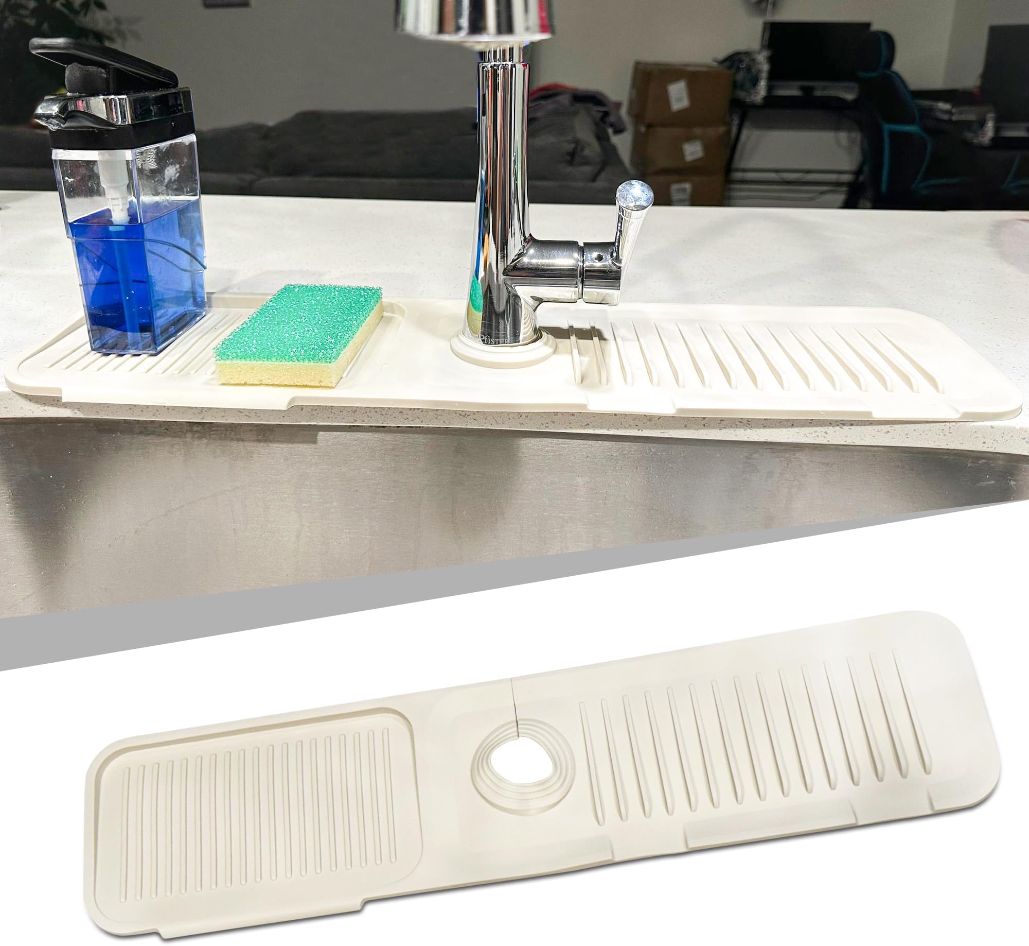 Amazon.com: CEDOCSH 30 inch Black Faucet Sink Guard Splash Mat,Silicone ...