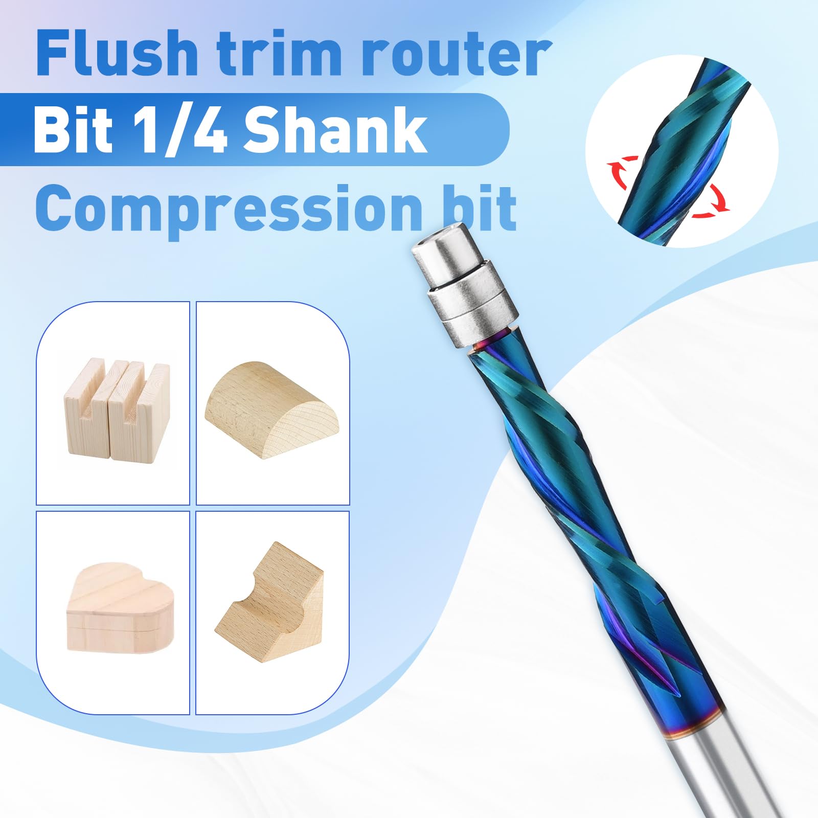 Spiral Flush Trim Router Bits, High Precision Flush Trim Bit With ...