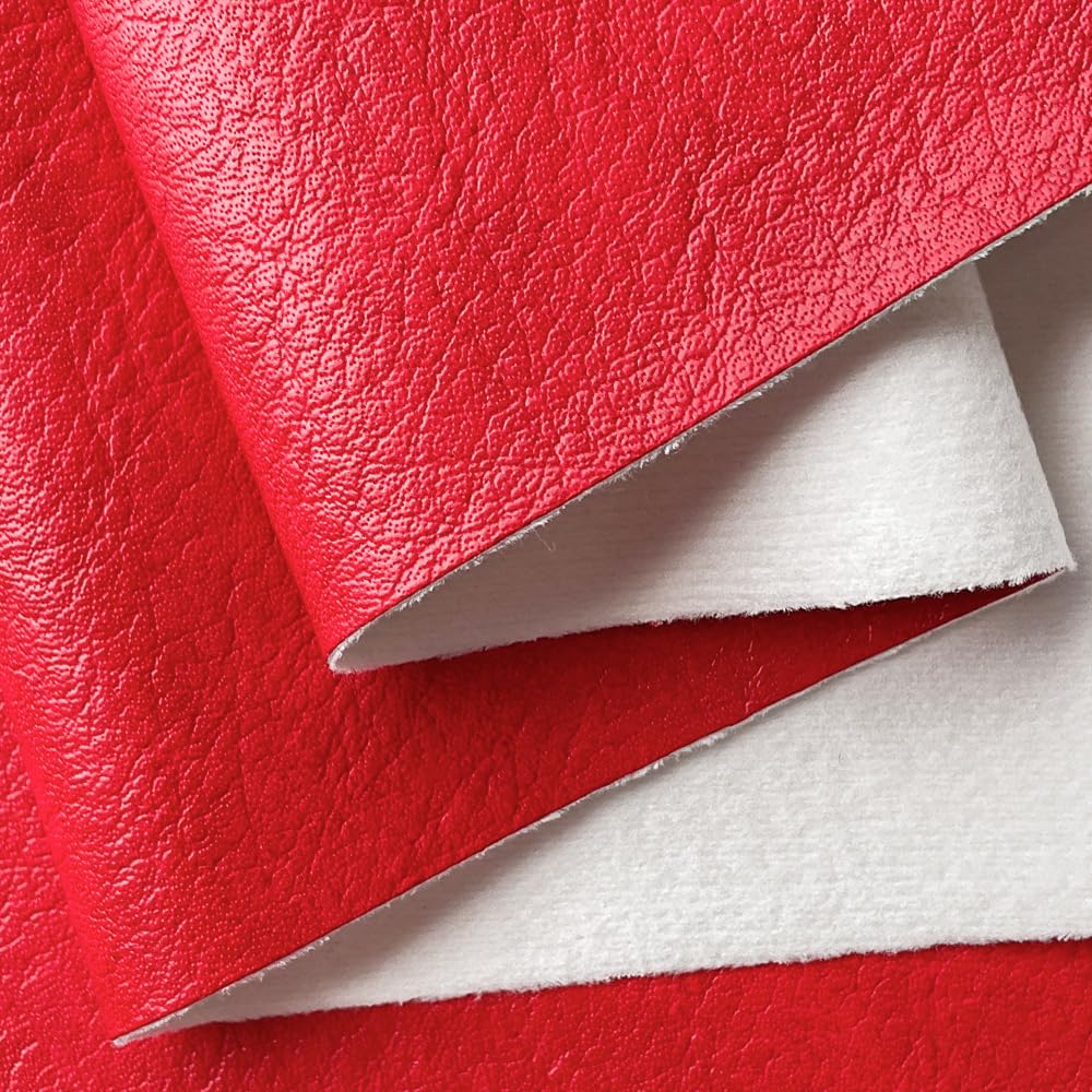 Amazon.com: ONEART | Red Faux Leather Fabric by The Yard, Marine Vinyl ...