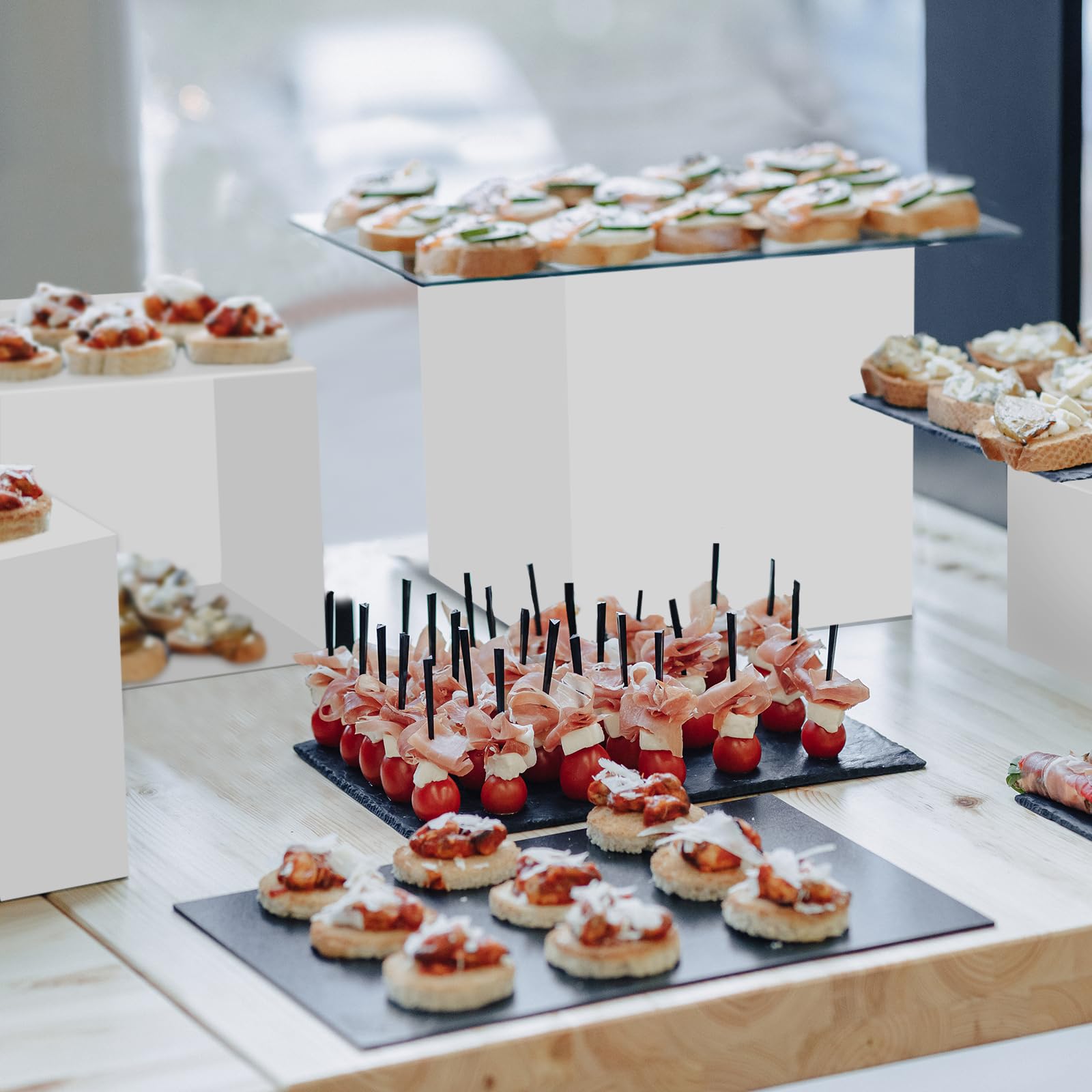 Food Dessert Table Stands 4-Pack Buffet Risers – White Cardboard ...