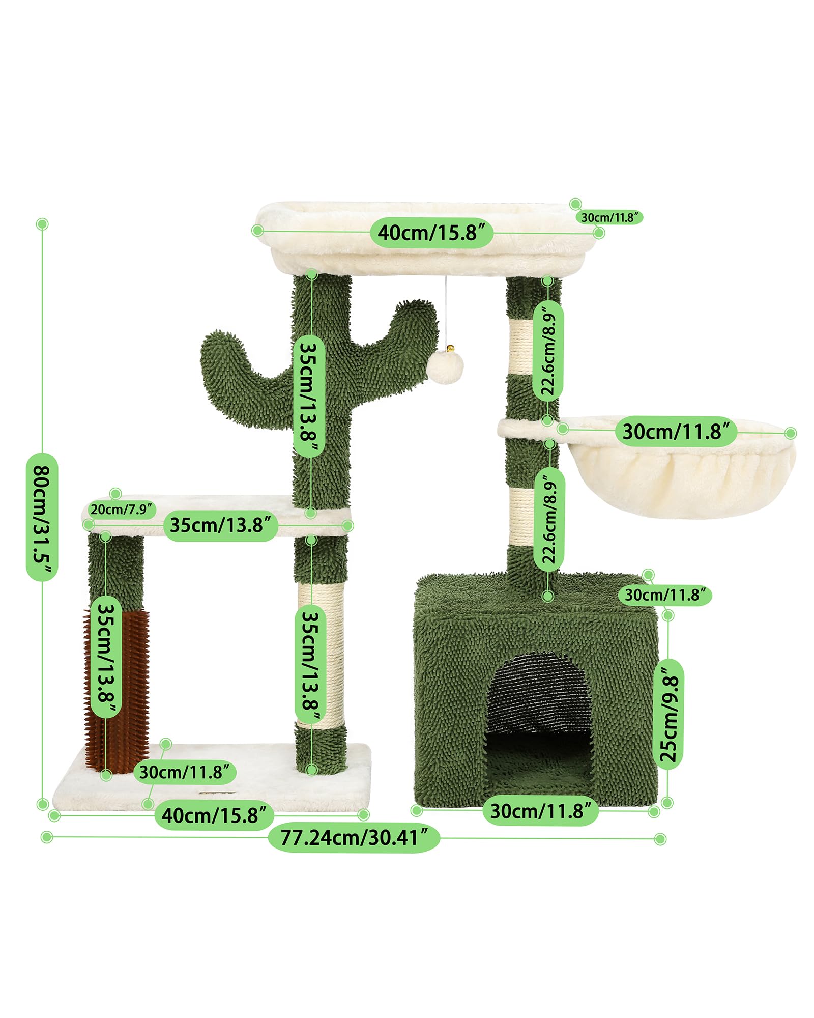 Snapklik.com : Hoopet Cat Tree,32 Inch Cute Cactus Cat Tower For Indoor ...