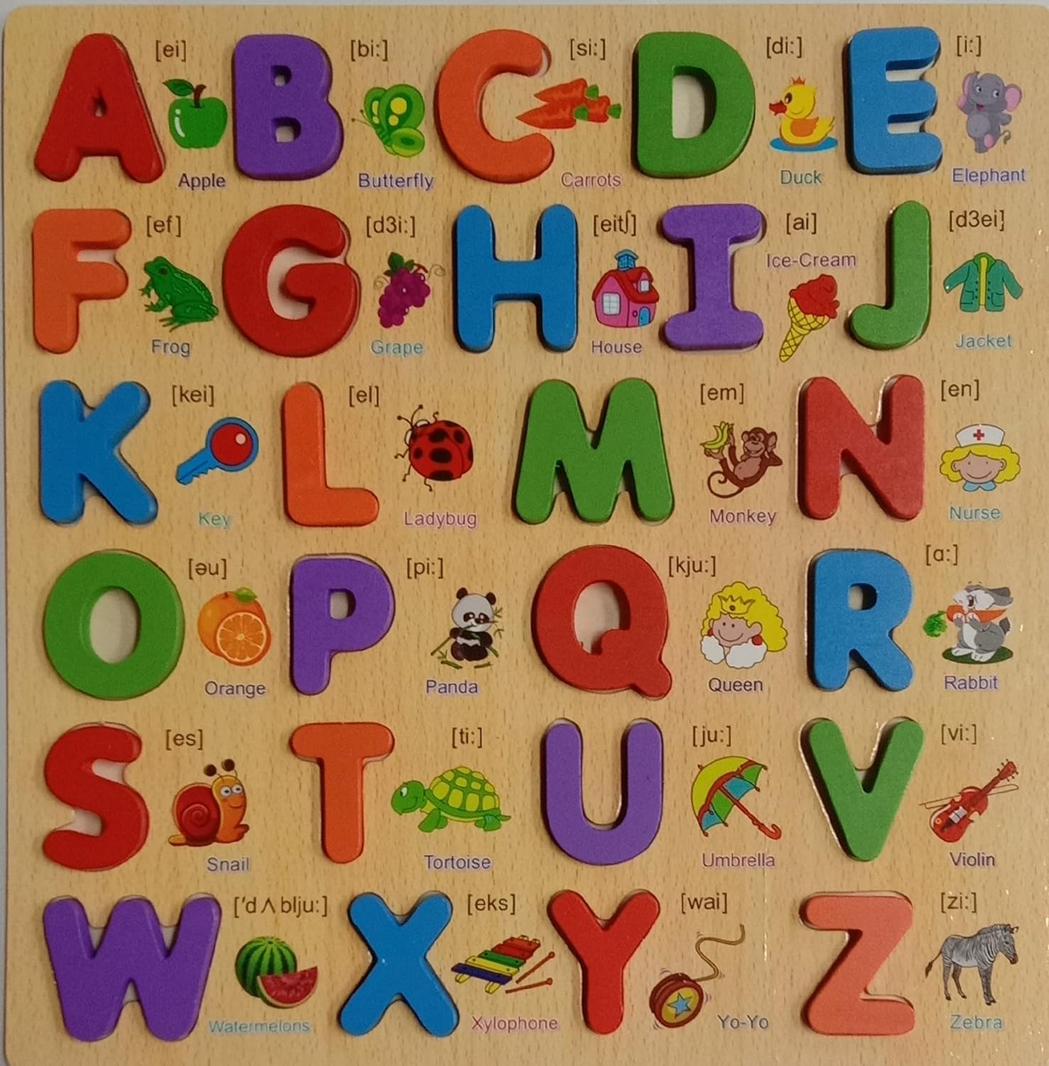 Smoneo Wooden 26 Letters Upper Case Alphabet ABC Puzzle Board for ...