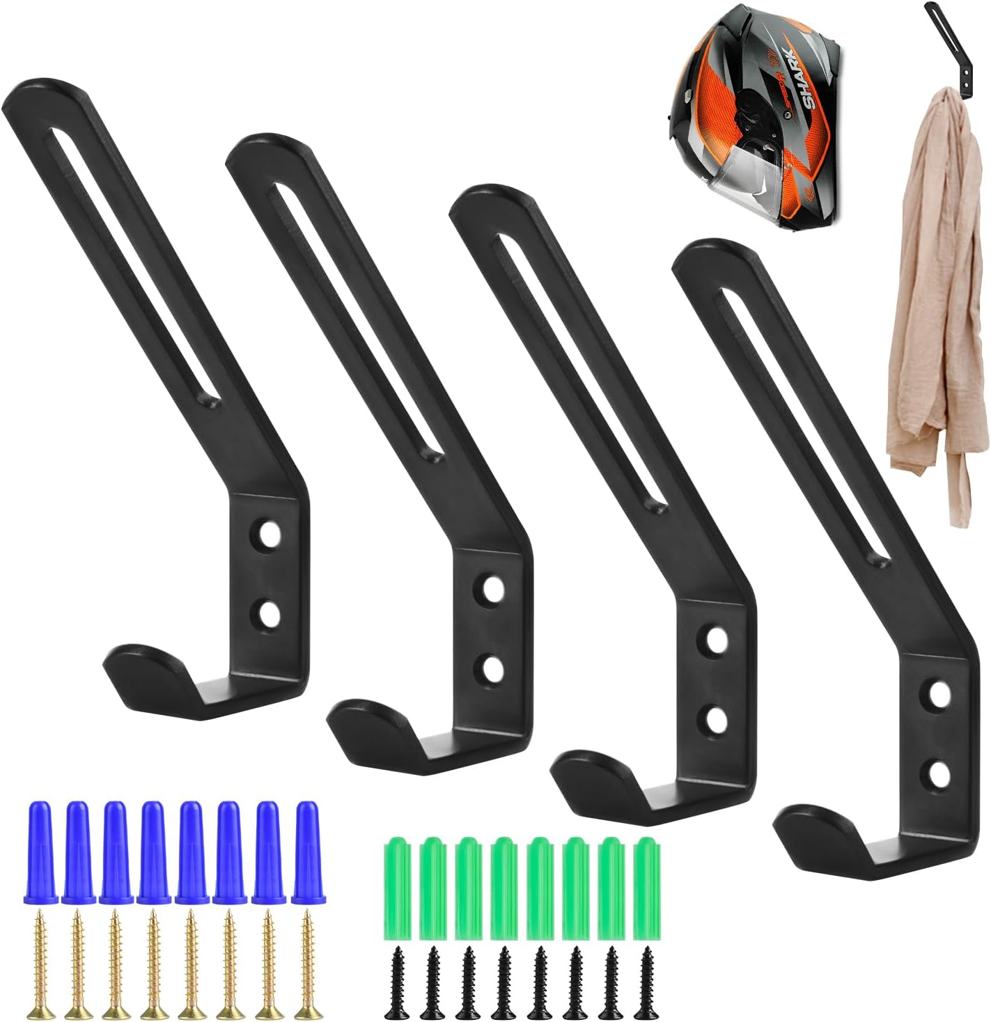 Amazon.com: CRAZYBELLY 4 Pack Helmet Hooks Motorcycle Helmet Holder ...
