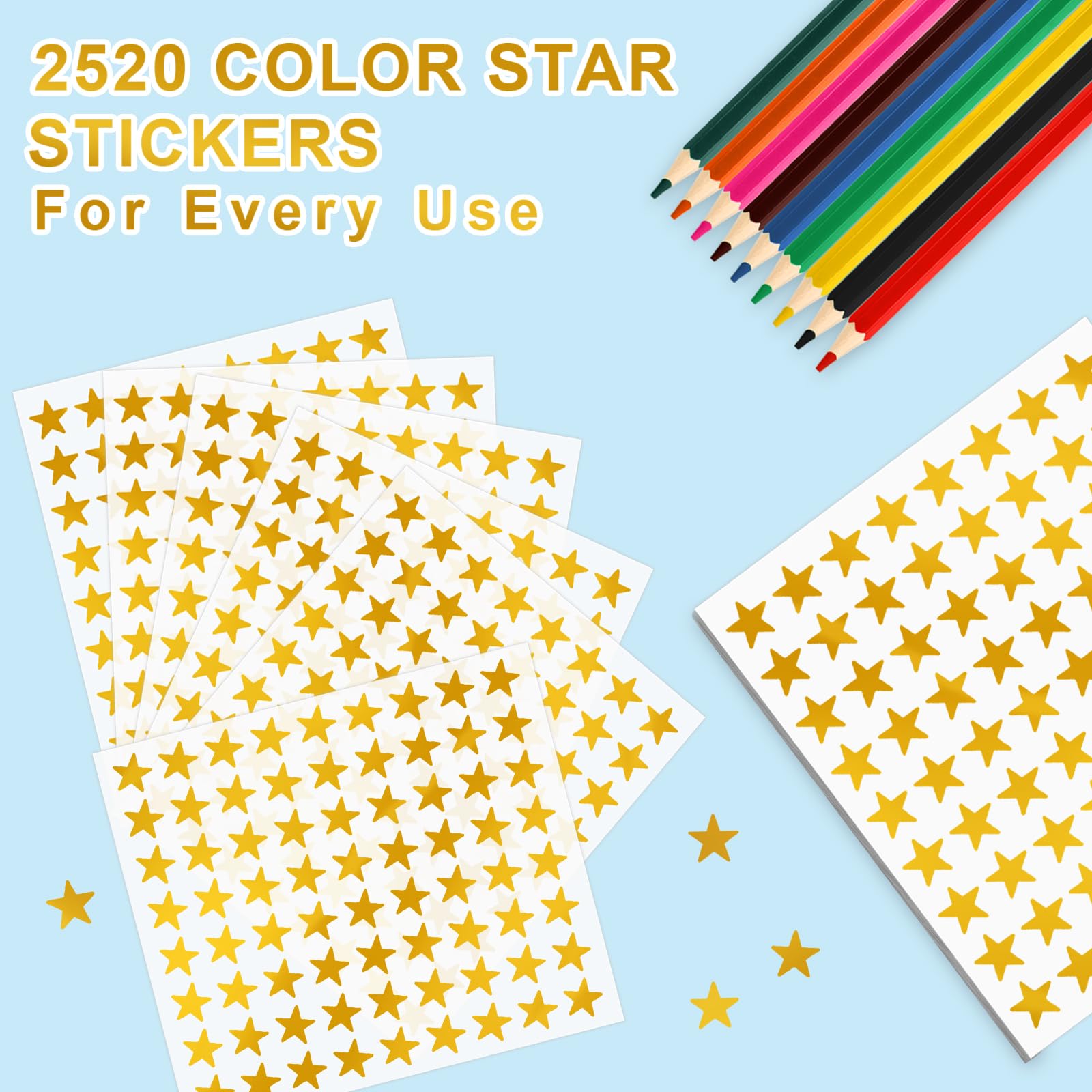 Snapklik.com : Star Stickers - 2520 PCS 0.6" Foil Star Metallic ...