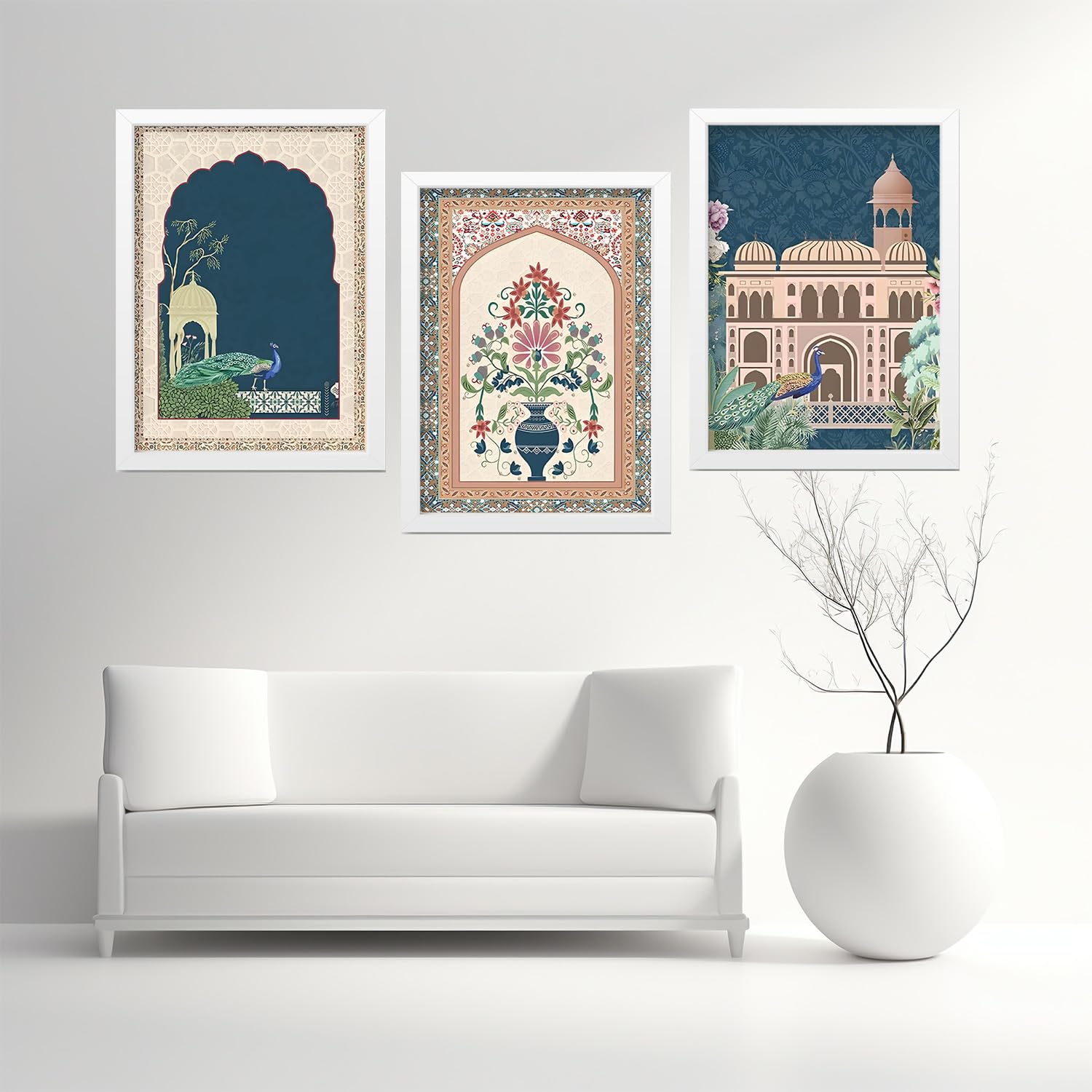 KACHI PENCIL Set of 3 Traditional Indian Wall Art Madhubani Paintings ...