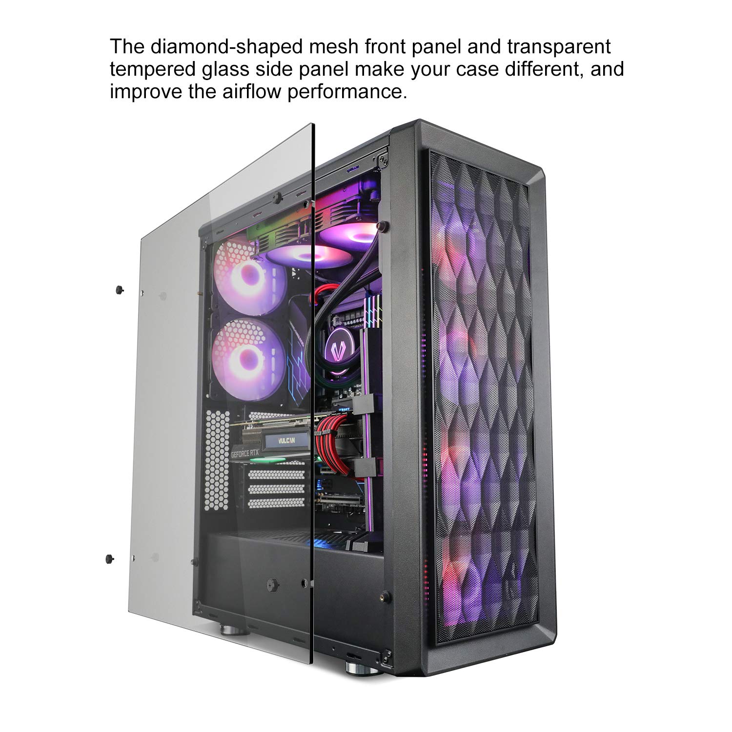 Buy Vetroo MESH6 Mid Tower ATX PC Gaming Case, 6X 120mm ARGB Fans Pre ...