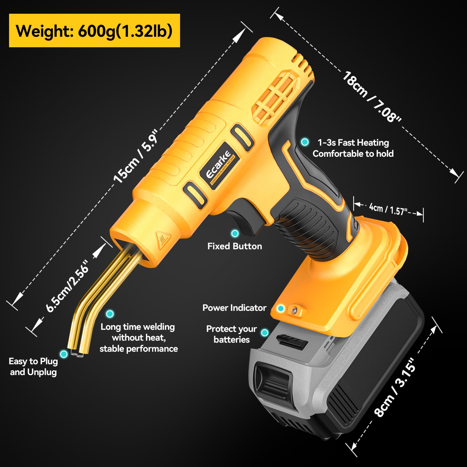 Snapklik.com : Cordless Plastic Welder Gun For Dewalt 20v Battery ...