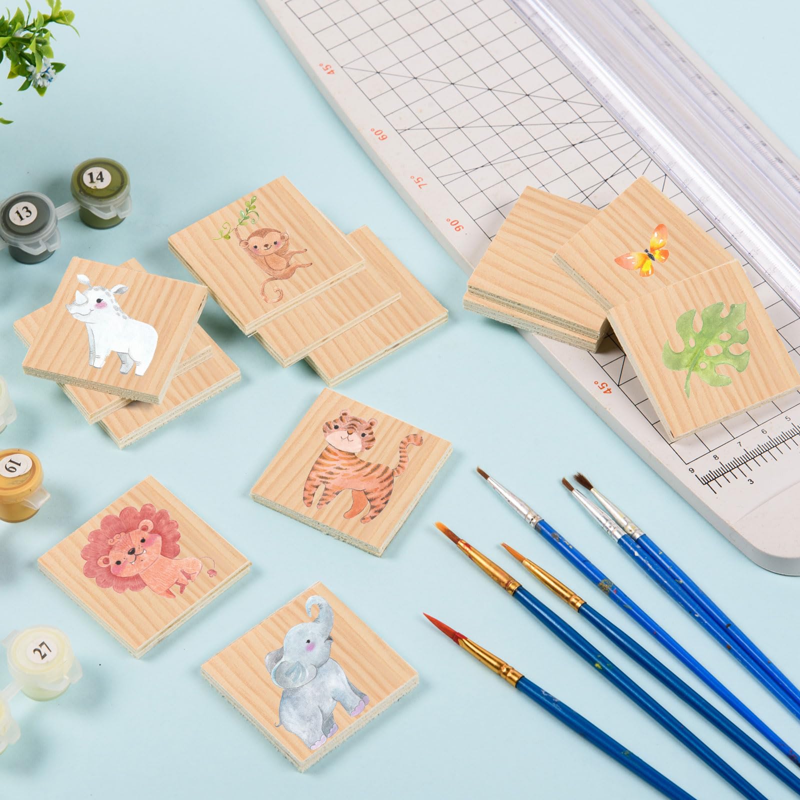 Snapklik.com : AWIZOM 36 Pcs Unfinished Wood Squares Cutouts 2x2 Inch ...