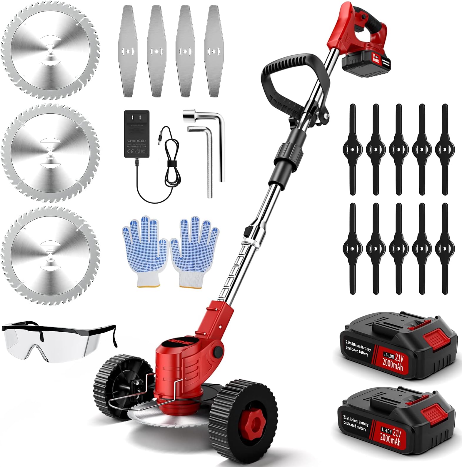 Amazon.com : FEETE Weed Wacker, 21V 2Ah 3-in-1 Li-Ion Cordless String ...