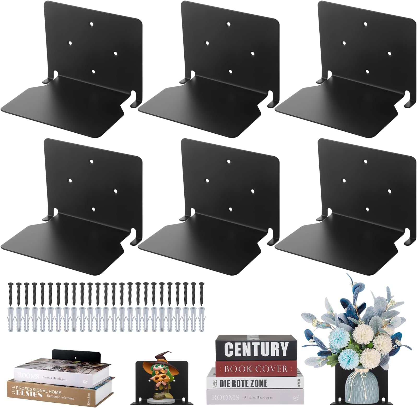 Amazon.com: Invisible Floating Bookshelves for Wall, Set of 6 Heavy ...