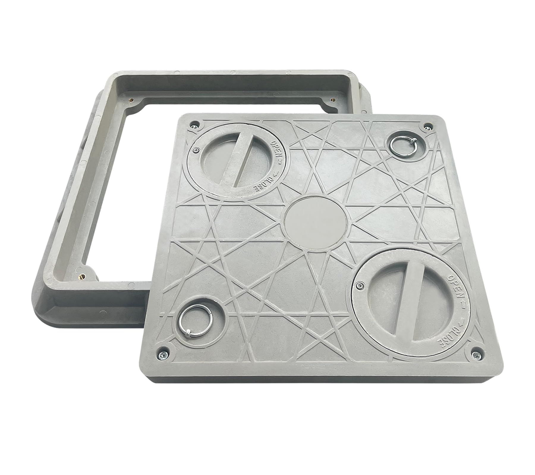 Manhole Cover with 2 Inspection Holes and Frame Size 24x24in,Recessed ...