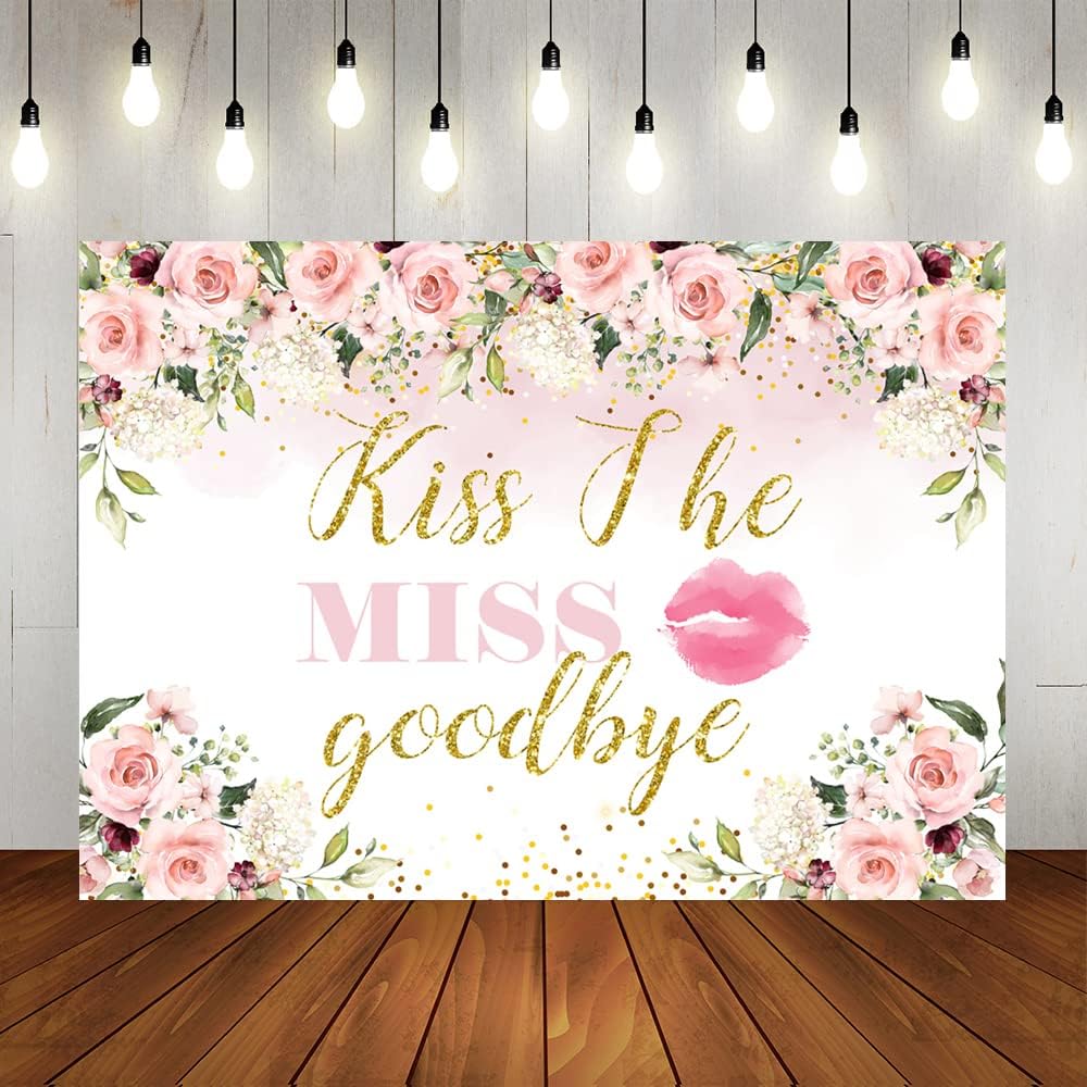 Amazon.com : Lofaris Kiss The Miss Goodbye Backdrop for Bridal Shower ...