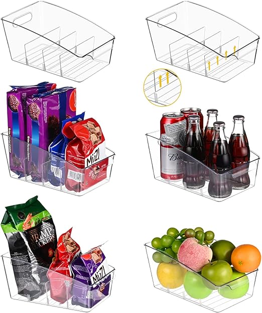 Amazon.com: Hiitytin 6 Pack Clear Pantry Organizer Storage Bins ...
