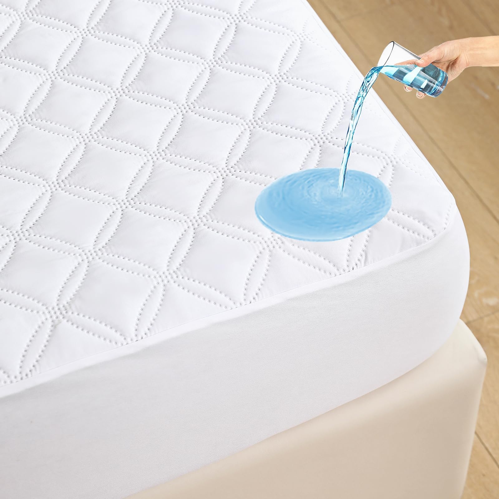 Amazon.com: Karin Maki Quilted Fitted Full Size Mattress Pad - Elastic ...