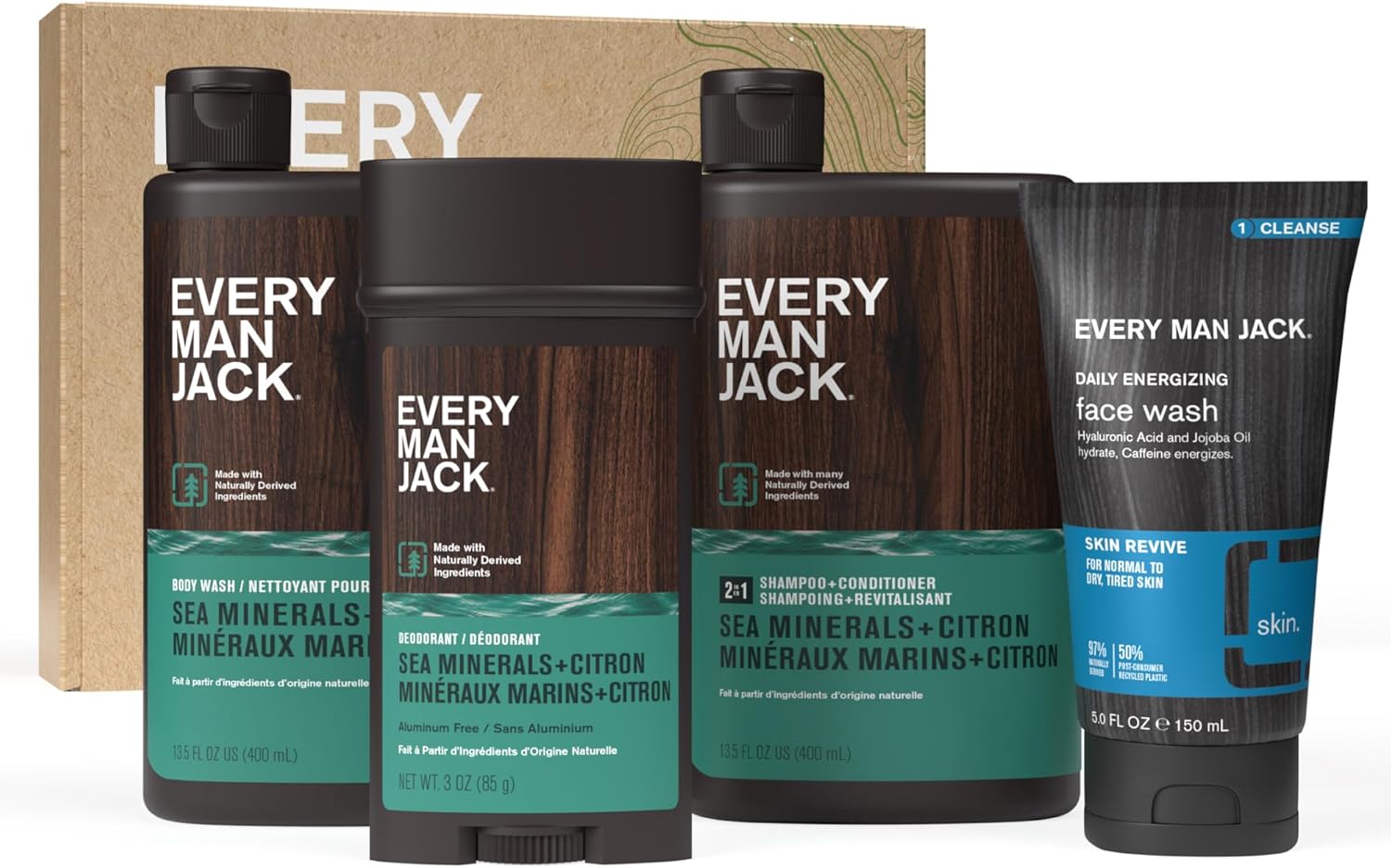 Every Man Jack Men’s Sea Minerals + Citron Bath and Body Gift Set ...