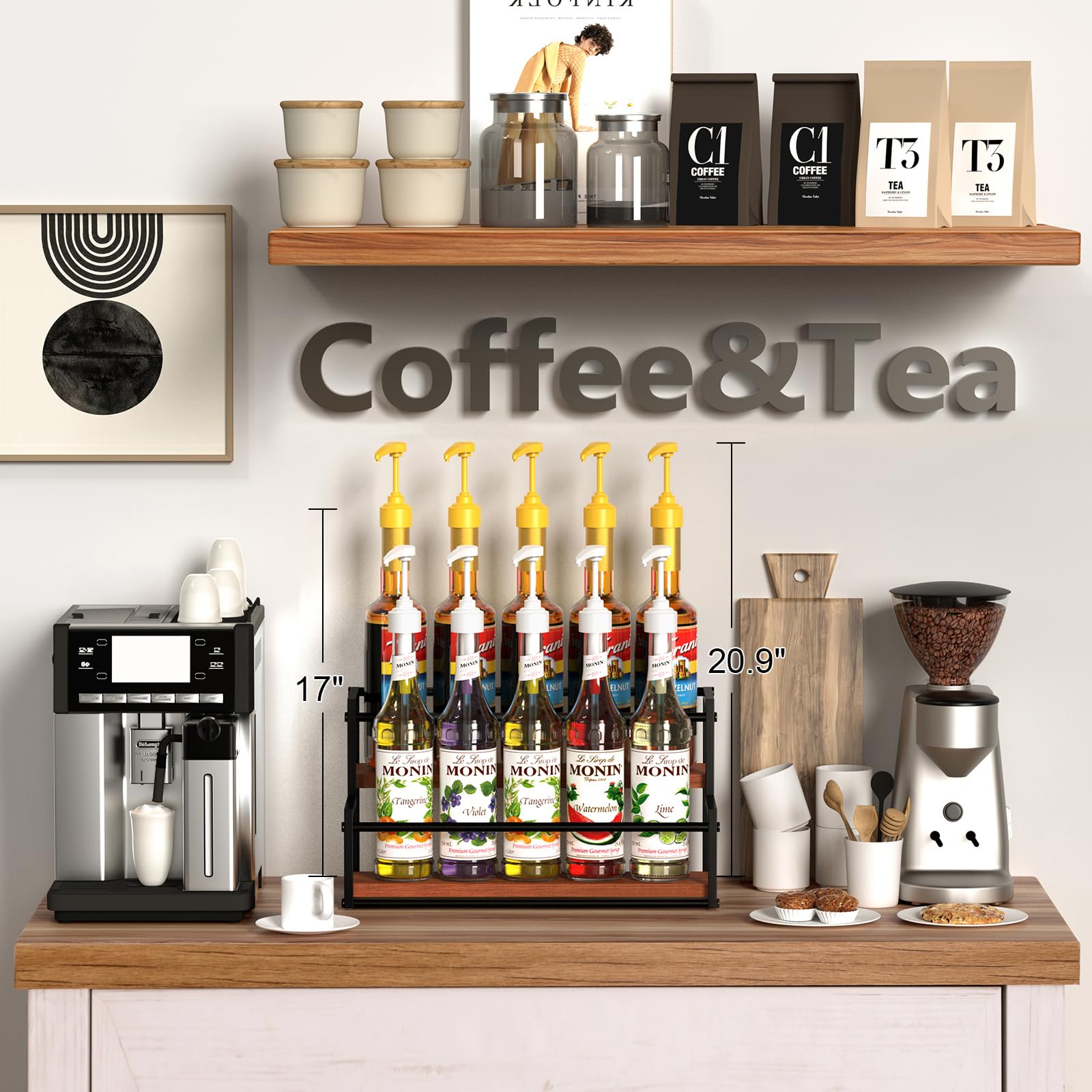 Snapklik.com : THYGIFTREE Coffee Syrup Rack Organizer 2-Tier 10 Syrup ...