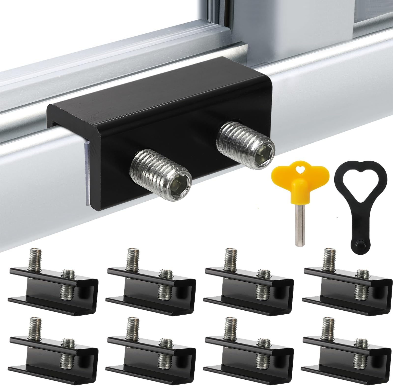 Spotact 2 Pcs Sliding Window Wedge Limiter Lock with Key, Security ...