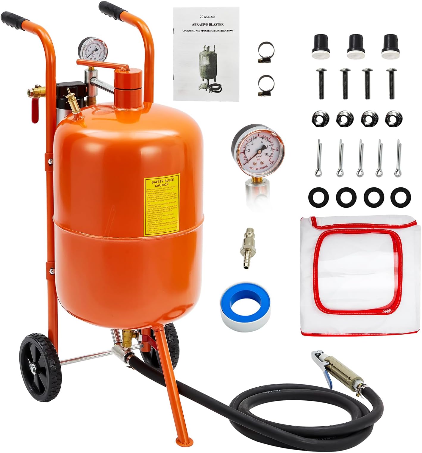 GarveeTech 10 Gallon Sand Blasting Machine, 125 Psi Pressure Air Sand ...