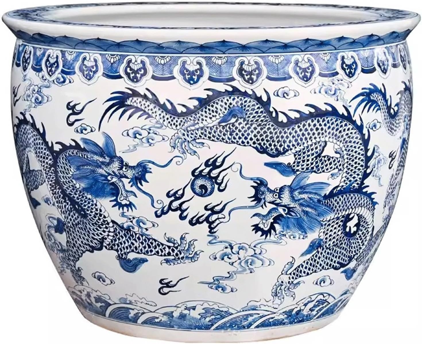 Amazon.com : Fish Tank Blue and White Porcelain Ceramic Fish Tank ...