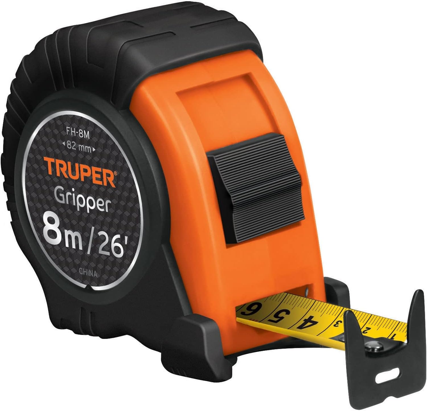 Truper FCN-8M, Flexómetro contra impactos 8 m cinta negra 25 mm ...