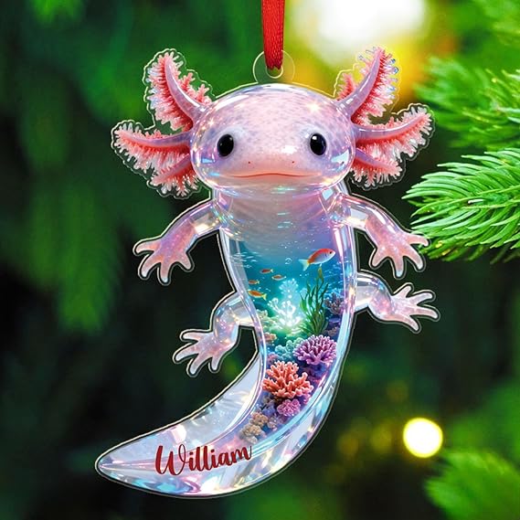 Amazon.com: Customized Pink Axolotl Xmas Ornament Gift for Children ...