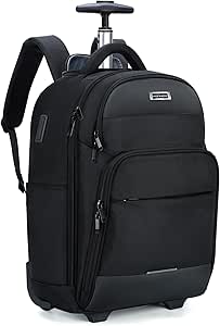 Amazon.com: Ponhog Rolling Backpack with Wheels - 17 Inch Travel Laptop ...