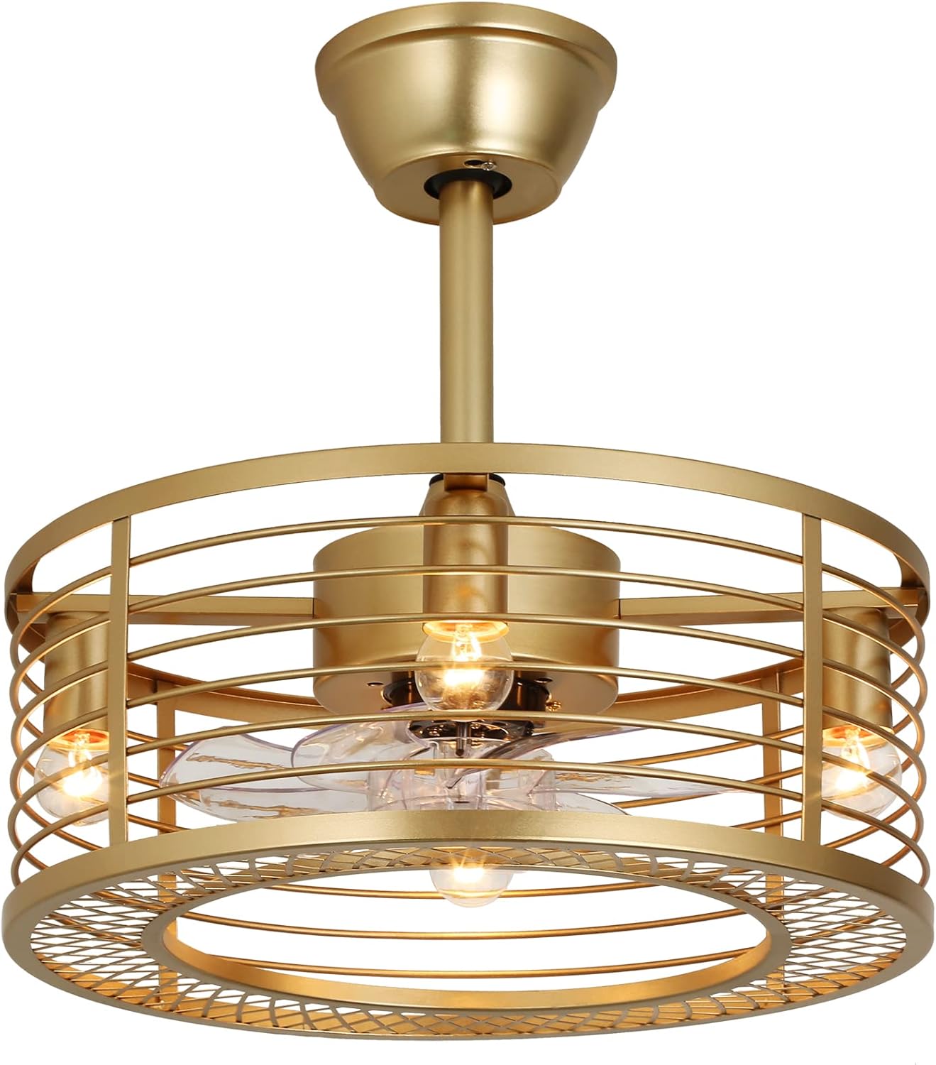 Chinco Star Gold Caged Ceiling Fan with Lights, Remote Control, 6-Speed ...