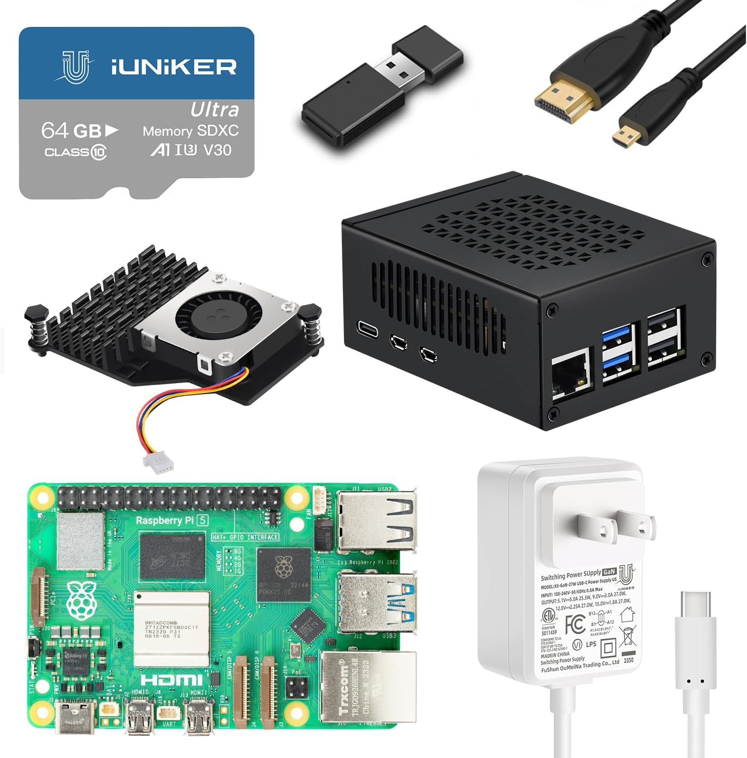 Geeekpi Starter Kit For Raspberry Pi 5 4gb With Raspberry Pi 5 And Active Cooler