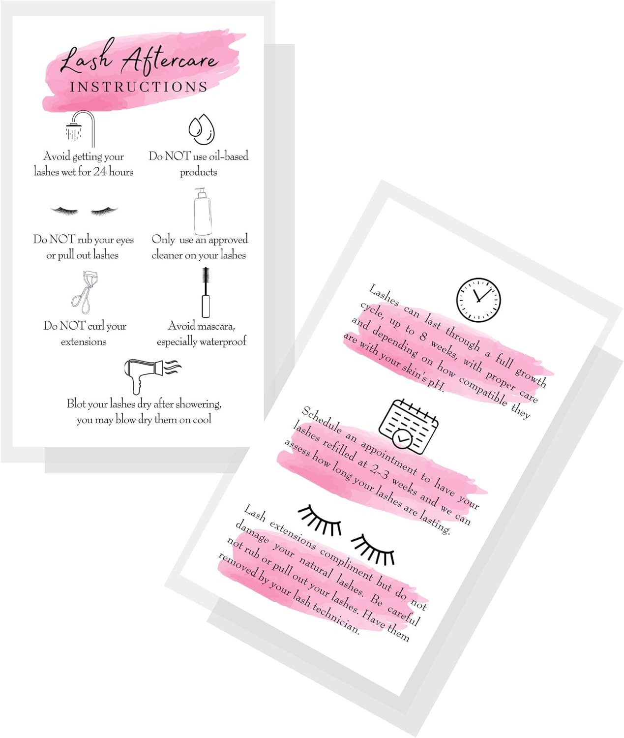 Amazon.com: Lash Extension Aftercare Instructions Cards | 50 Pack ...