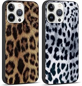 Amazon.com: RUMDEY 2 Pack Cute Cheetah Print for iPhone 13 Pro 6.1" Phone Case, Luxury Leopard ...