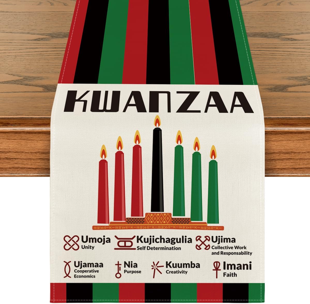 Amazon.com: Artoid Mode Green Black Red Stripes Kinara Candles Seven ...