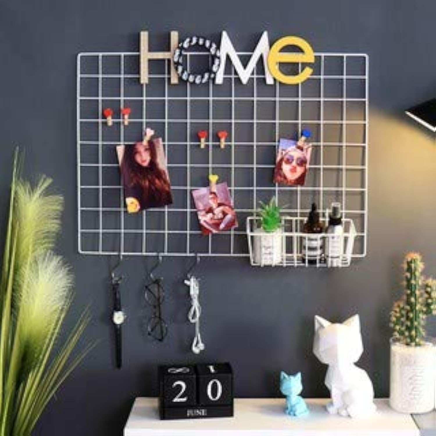 Pikify Glass Diy Steel Grid Photo Frame For Wall [45 * 65Cm-Black] Clip ...