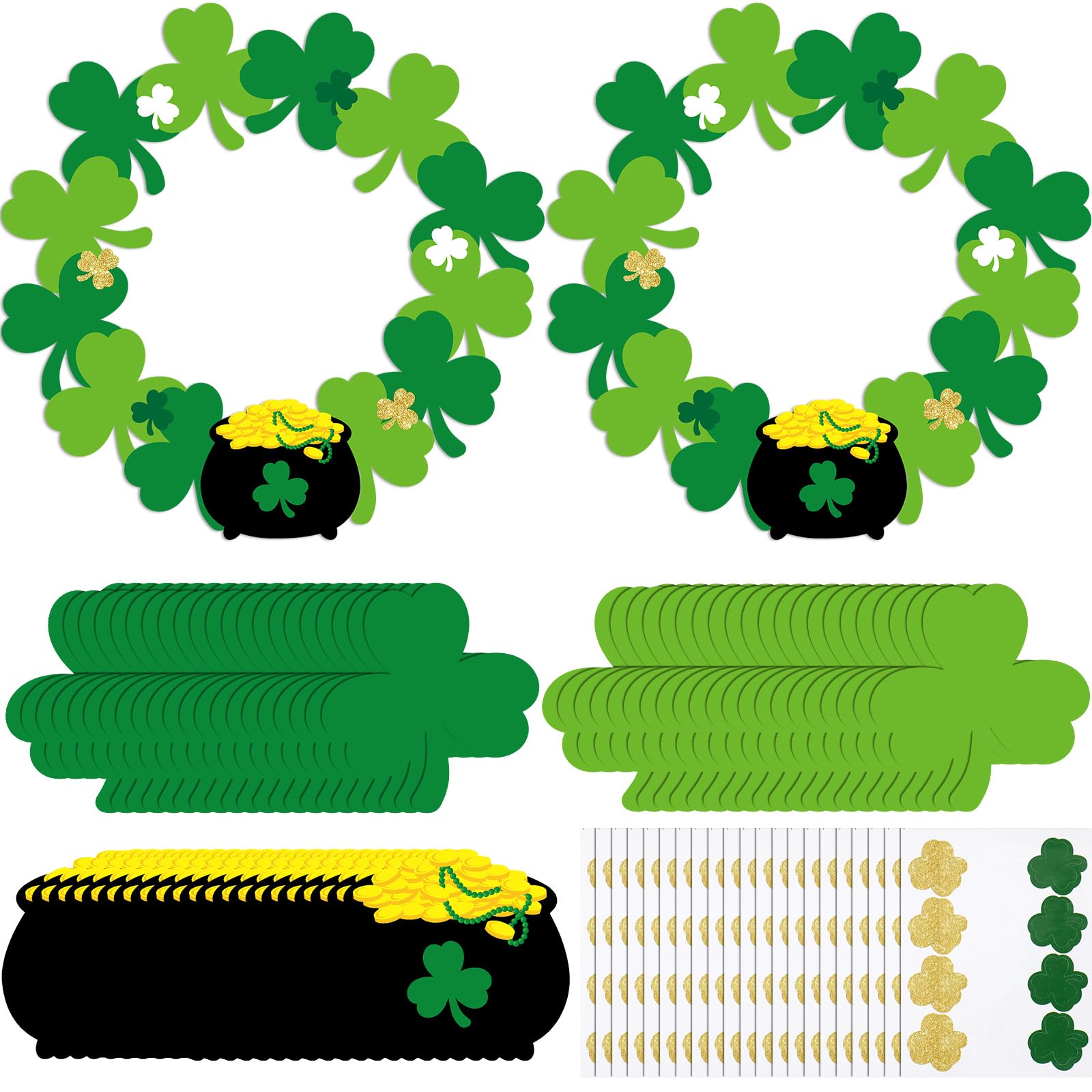 Snapklik.com : 24 Sets St Patricks Day Wreath Crafts Kits Irish Clover ...