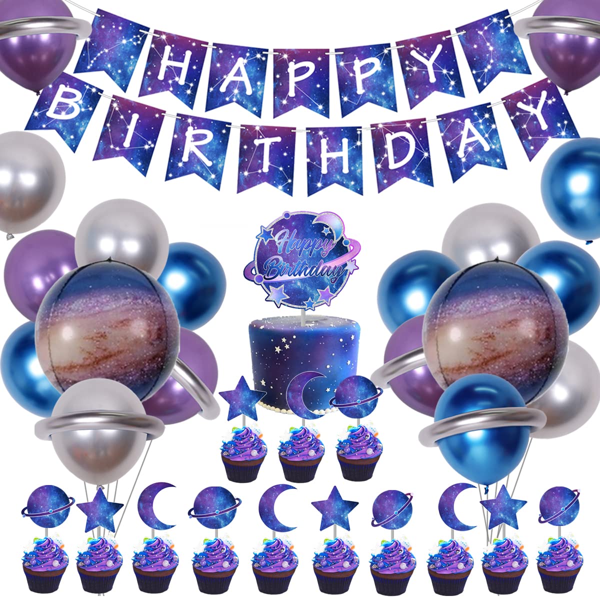 Galaxy Birthday Party Decorations for Kids Outer Space Starry Sky Theme ...