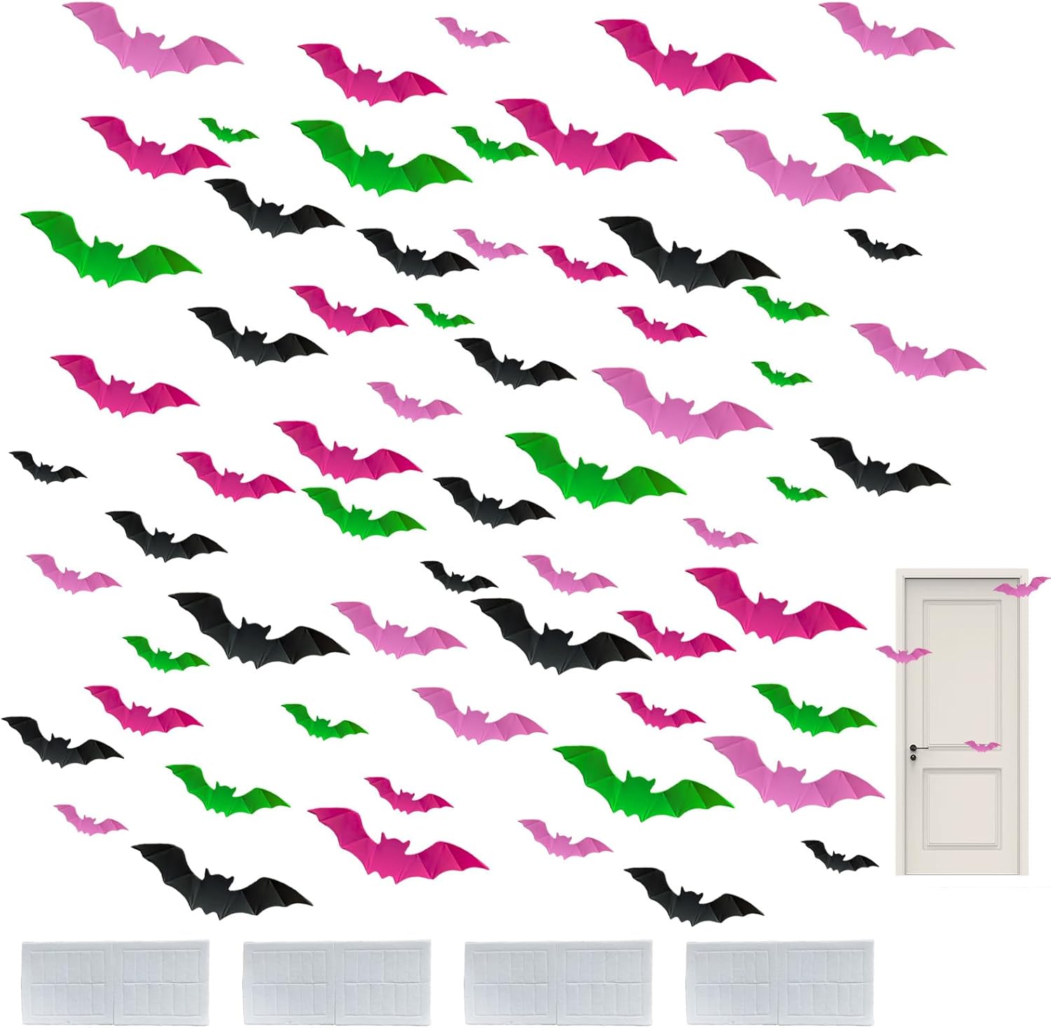 Amazon.com: Dvvsav 64PCS Bat Stickers for Halloween, Pink and Black 3D ...
