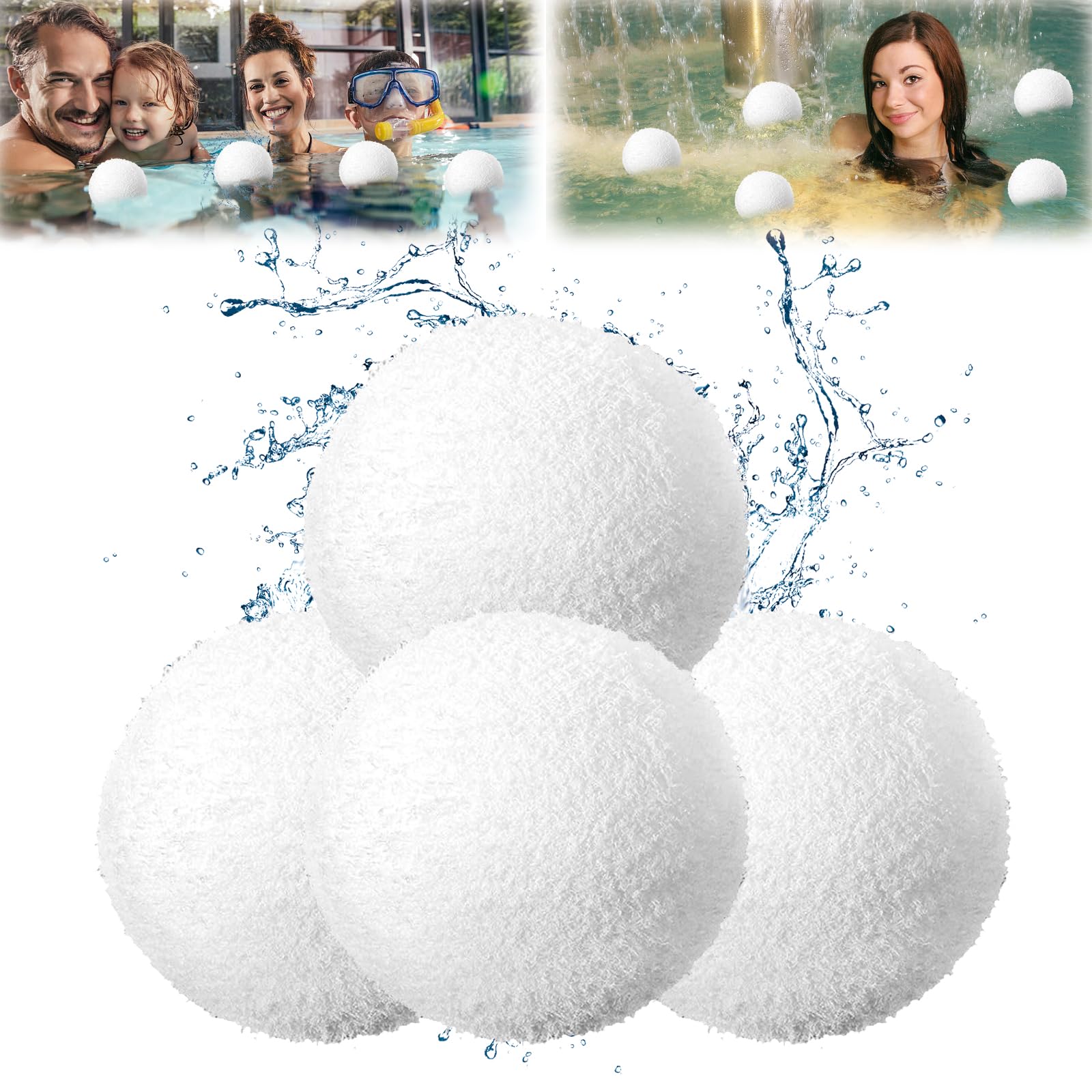 Reusable Water Cleaner 4-Pack Hot Tub Scum Absorber Balls - 3 Inch S ...