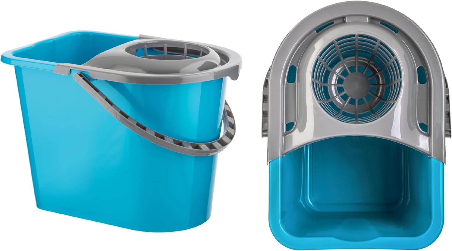 Large 14L Plastic Mop Bucket with Wringer Blue & Grey Ideal For Floor ...