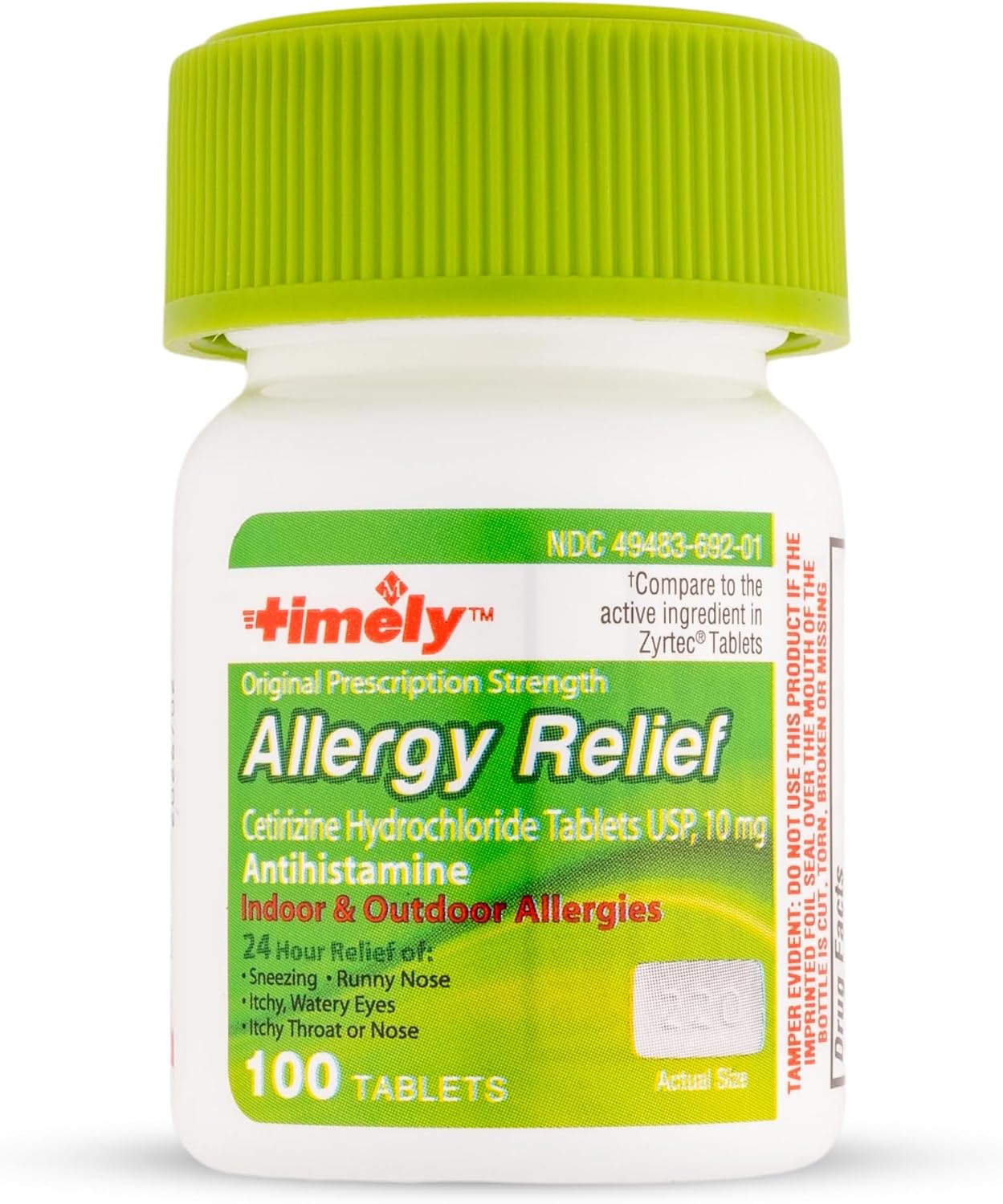 Amazon.com: TIME-CAP LABS, INC. Timely Cetirizine HCl 10 Mg 100 Tablets ...