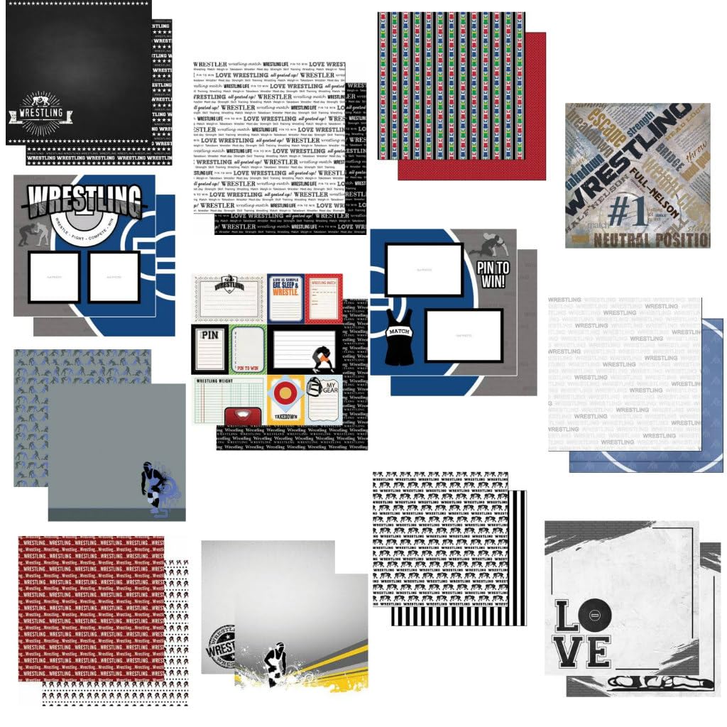 Amazon.com : Custom Bundle - 13 Wrestling Themed 12" x 12" Scrapbook ...