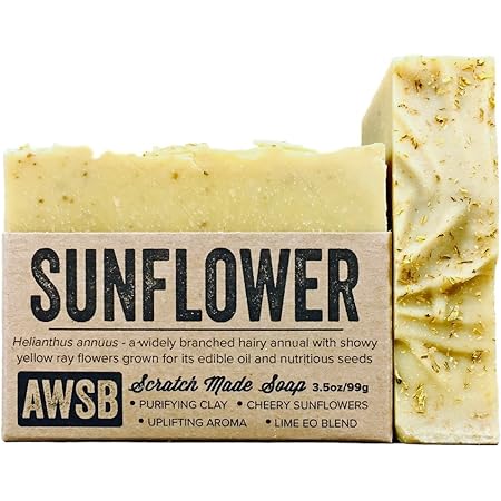 Amazon.com : Sunflower Bar Soap with Lime, Vegan, All Natural with ...