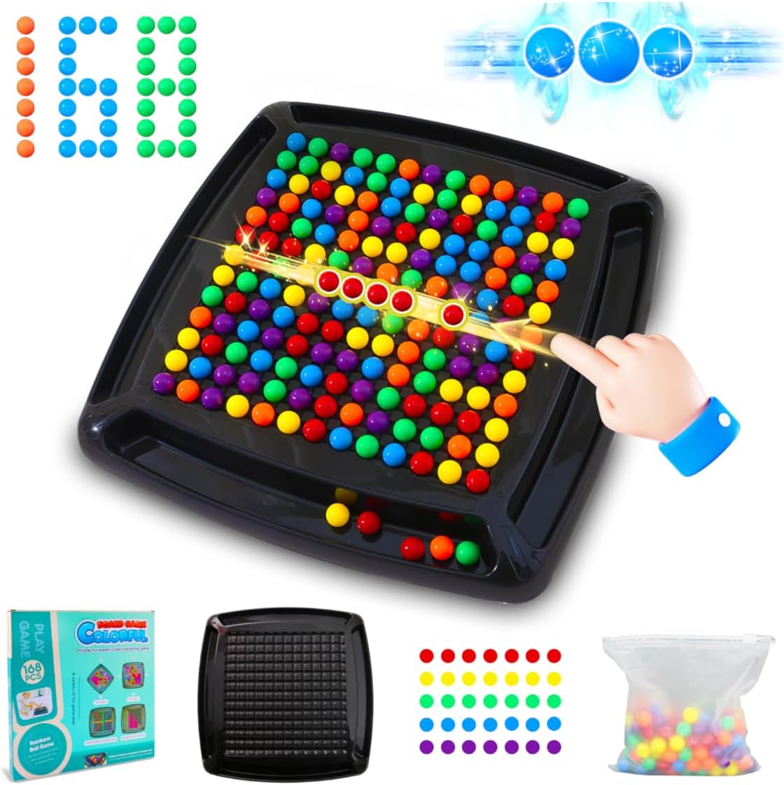 Amazon.com: Moiegouct 168PCS Marbles Intellectual Chessboard Dual Dual ...