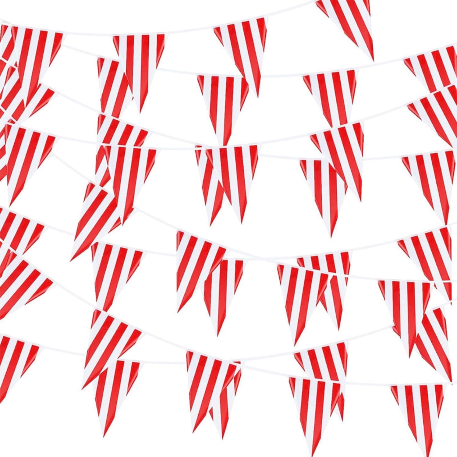 Amazon.com: 164 Feet Red White Striped Pennant Banner Flags String 100 ...